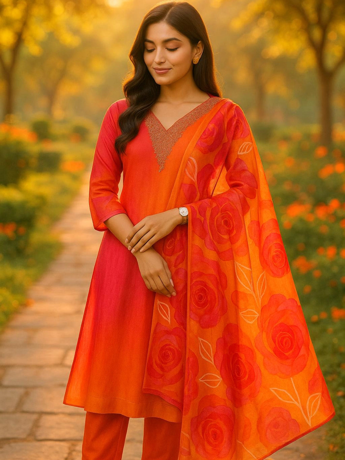 Orange Sunset Suit Set – Pepper Sleeve